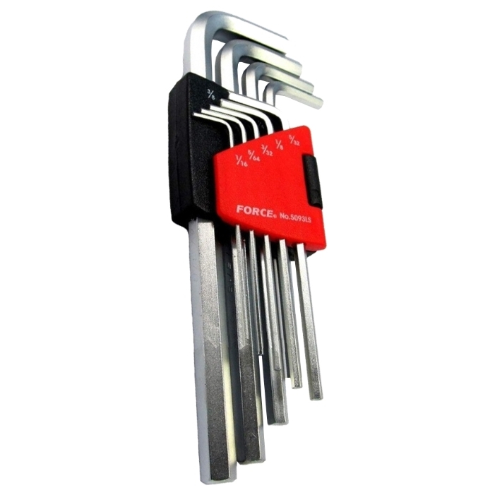 FORCE 5093LS Haakse inbus sleutelset lang SAE 9 delig - Professioneel ...
