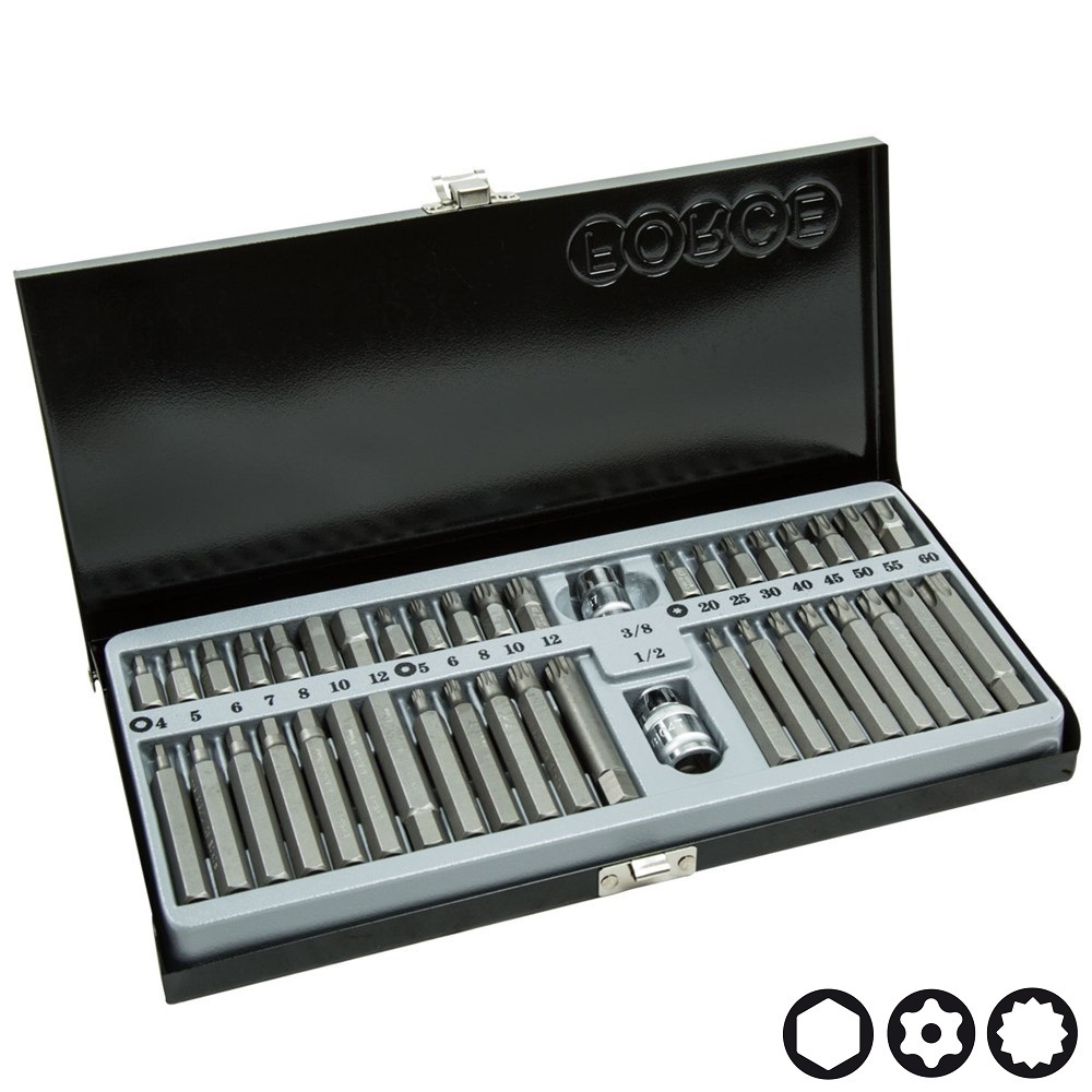 FORCE 4421T Bit set Inbus, Resistorx, Spline 42 delig (Ø 10 mm ...