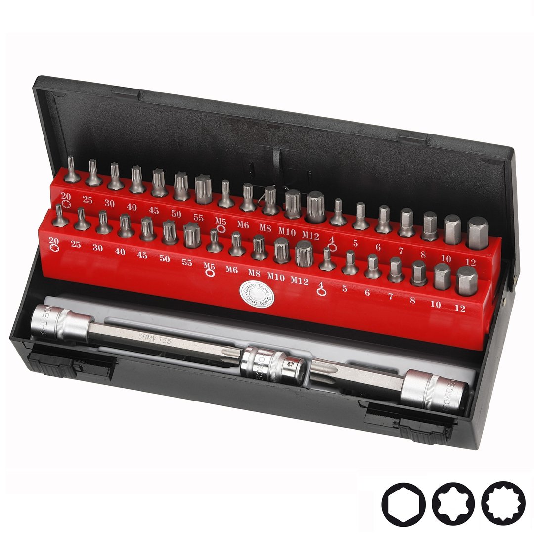 FORCE 4442C Bit set Inbus, Torx, Spline 44 delig (Ø 10 mm ...